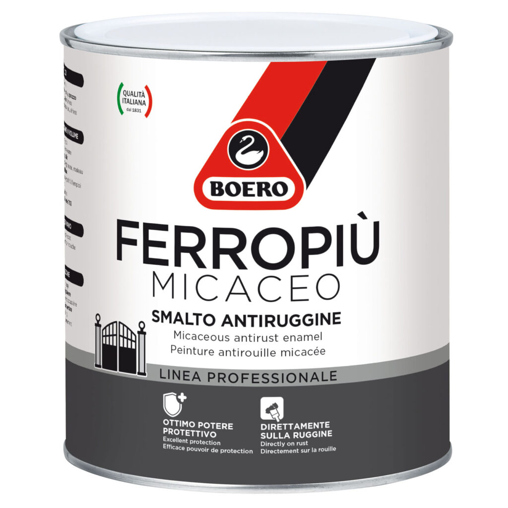 SMALTO ANTIRUGGINE FERROPIU' MICACEO BOERO GRIGIO GHISA G.F. ML 750 ...
